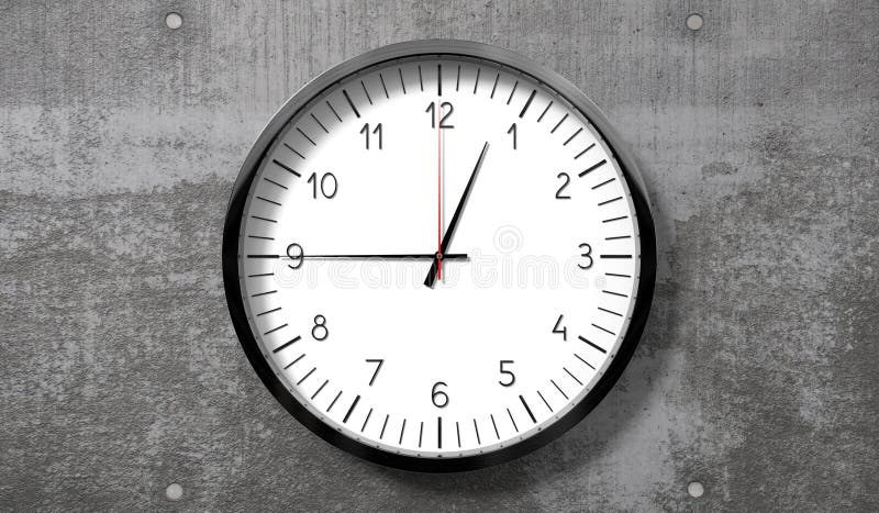 Time at Quarter To 1 O Clock - Classic Analog Clock on Rough Concrete ...