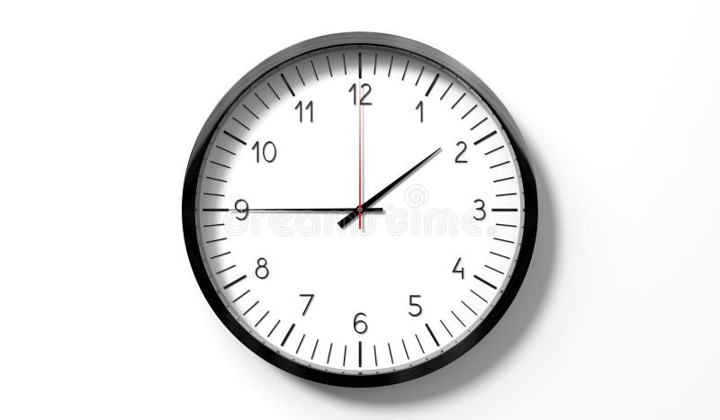 Time at Quarter To 2 O Clock - Classic Analog Clock on White Background ...