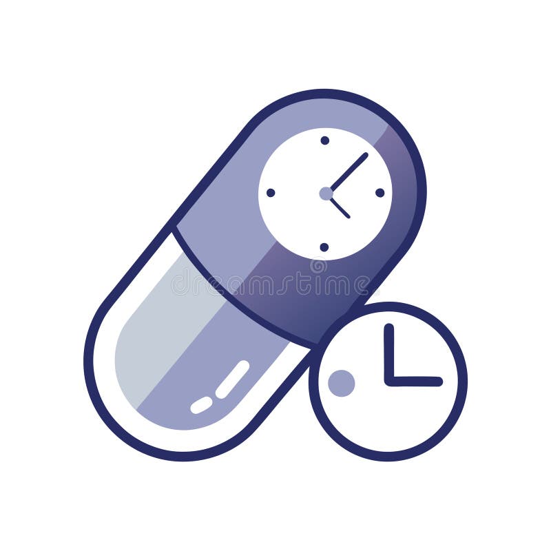 Time-Release Medication Capsule with Clock Face Illustration Stock ...