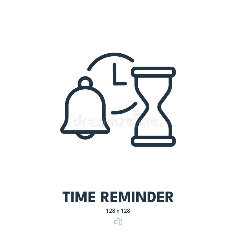Time Reminder Icon. Clock, Notification, Bell. Editable Stroke. Vector ...