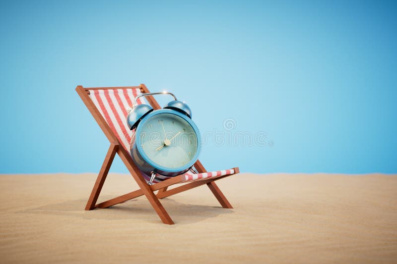 Time for Rest. Alarm Clock on the Beach Lounger Stock Illustration ...