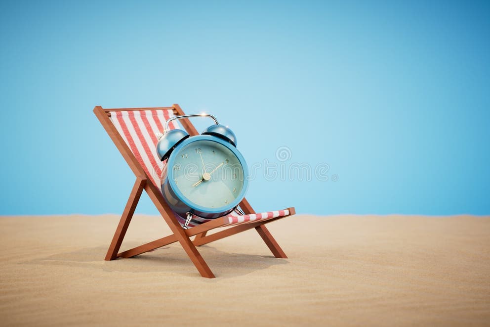Time for Rest. Alarm Clock on the Beach Lounger Stock Illustration ...