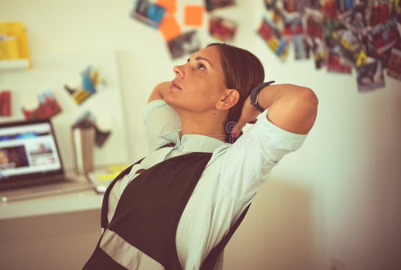 FBI Female Agent in Her Office Time for Rest Stock Photo - Image of ...