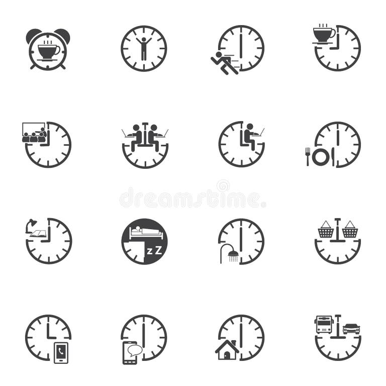 Time with daily Routine Icon Set Stock Vector - Illustration of symbol ...