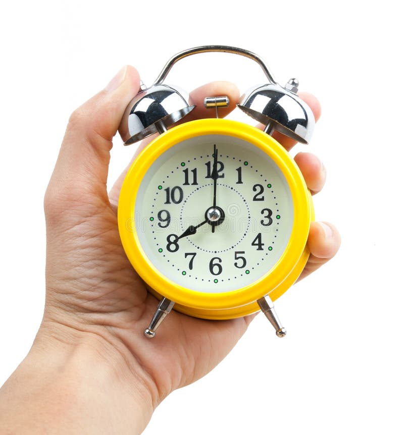 Time is Running Classic Alarm Clock in a Hand Stock Photo - Image of ...