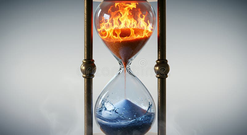 Time Running Out Concept Fire and Water Hourglass Symbolizing Urgency ...