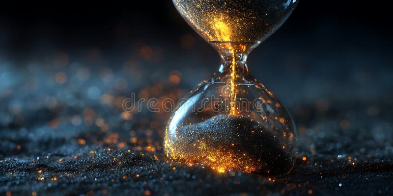 Time Running Out Dramatic Hourglass Visual with Embers and Dust Stock ...