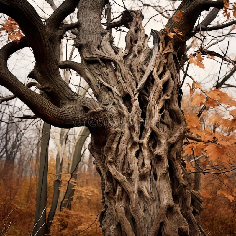 Time S Embrace: Weathered Tree, Cracked Bark Echoing the Years Passed ...