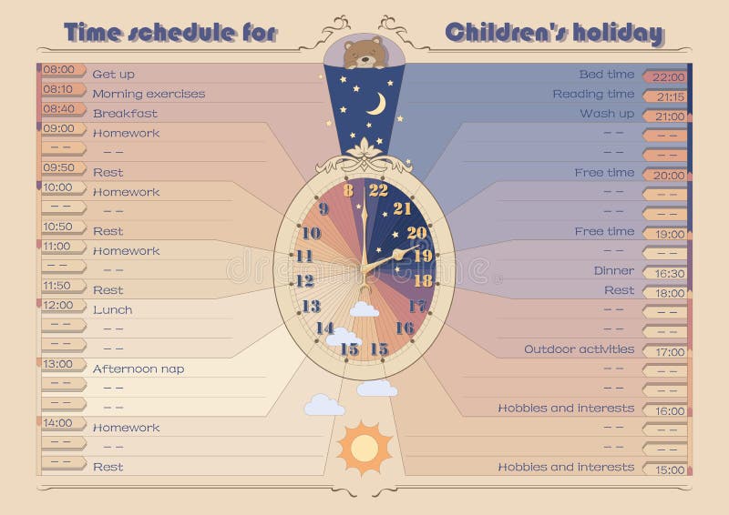 Time Schedule for Children`s Holiday_A3 Stock Illustration ...