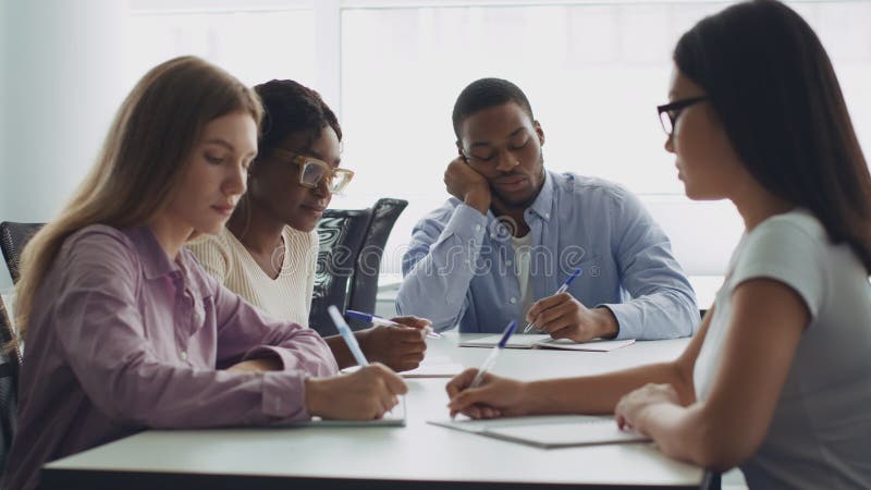 Time of Self Education. Diverse Young Students Sitting at Campus ...