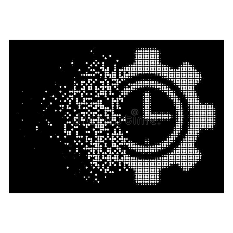 Bright Dissolving Dot Halftone Time Setup Gear Icon Stock Vector ...