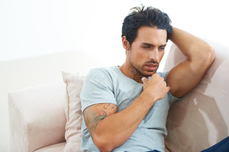 Time for Some Introspection. a Handsome Young Man with a Pensive ...