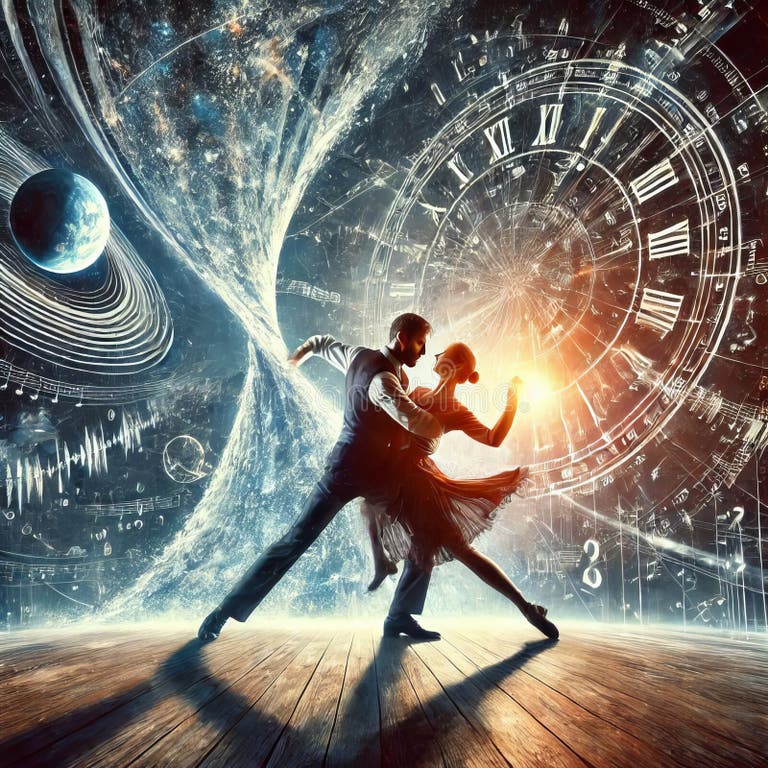 Time Space Tango the Man is Dancing through a Shifting and Disto Stock ...