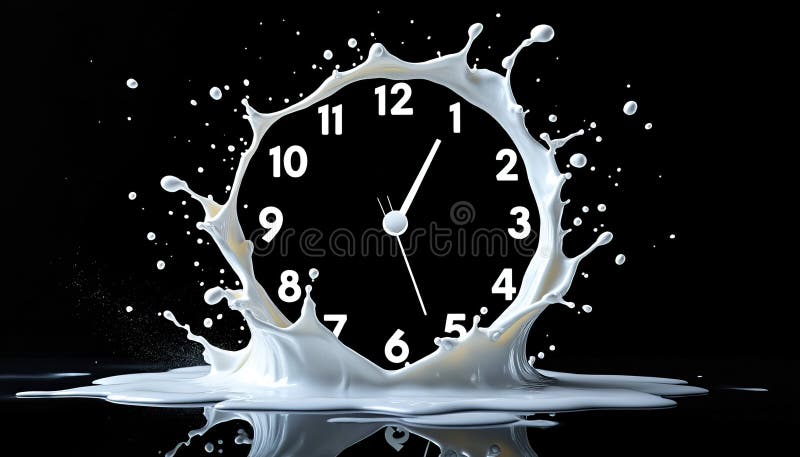 Time Splash: Clock Emerging from Milk in Creative Conceptual Art Stock ...