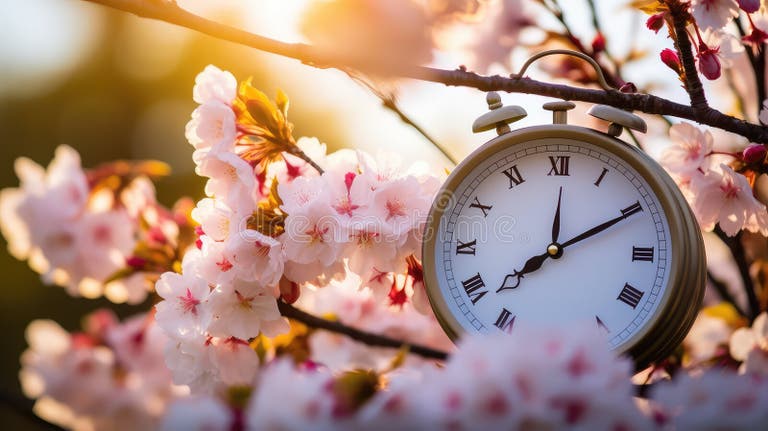 Time spring forward clock stock illustration. Illustration of hour ...