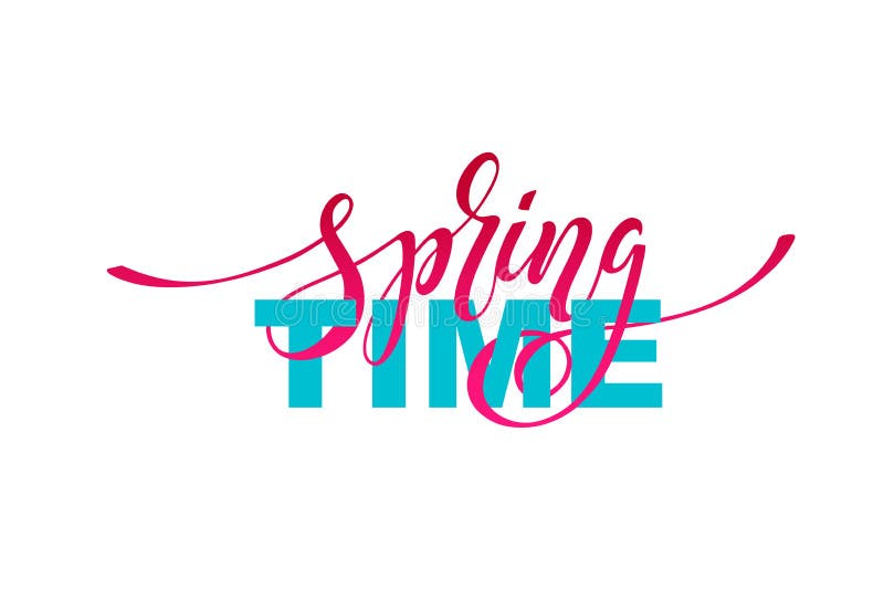 Time Spring Inscription. Modern Brush Calligraphy. Hand Drawn Design ...