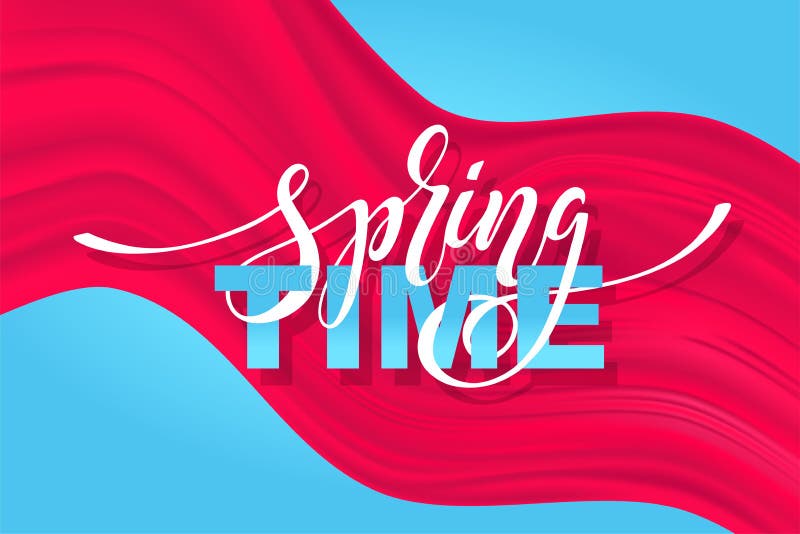 Time Spring Inscription. Modern Brush Calligraphy. Hand Drawn Design ...