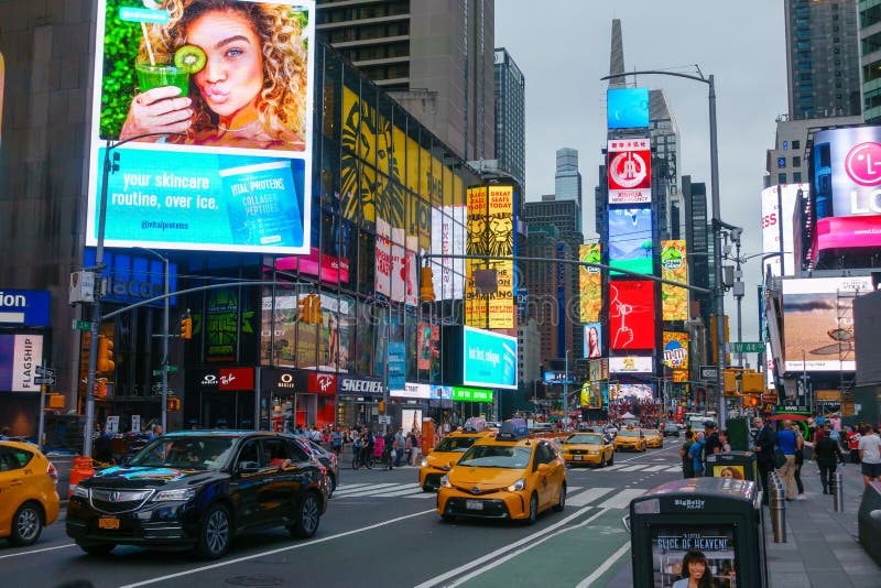 Time Square Dusk Time Cityscape Editorial Photography - Image of ...