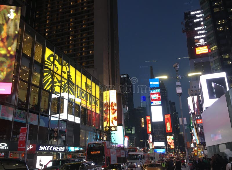 Time Square at Night- New York Editorial Photography - Image of lights ...