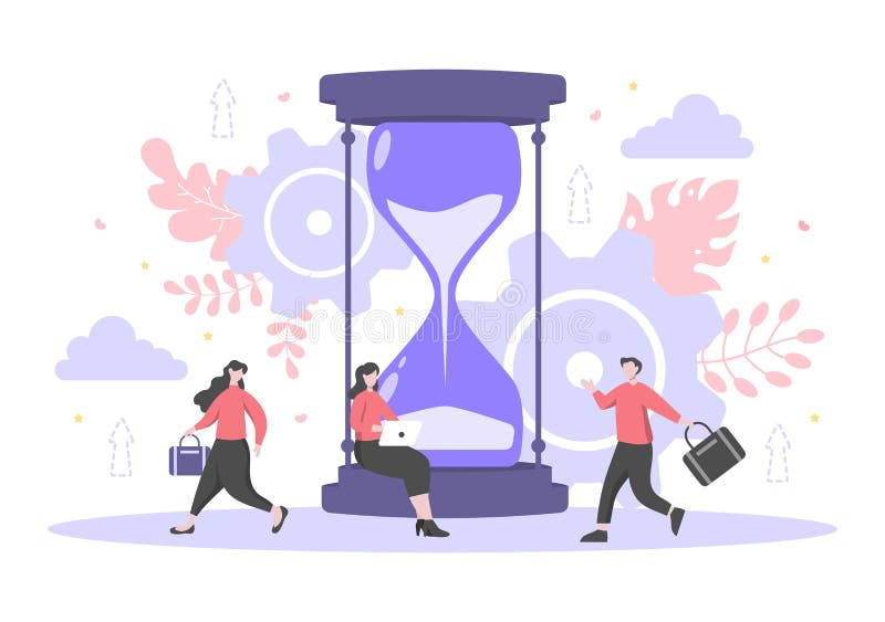 On Time Startup Flat Illustration of Business Development Process ...