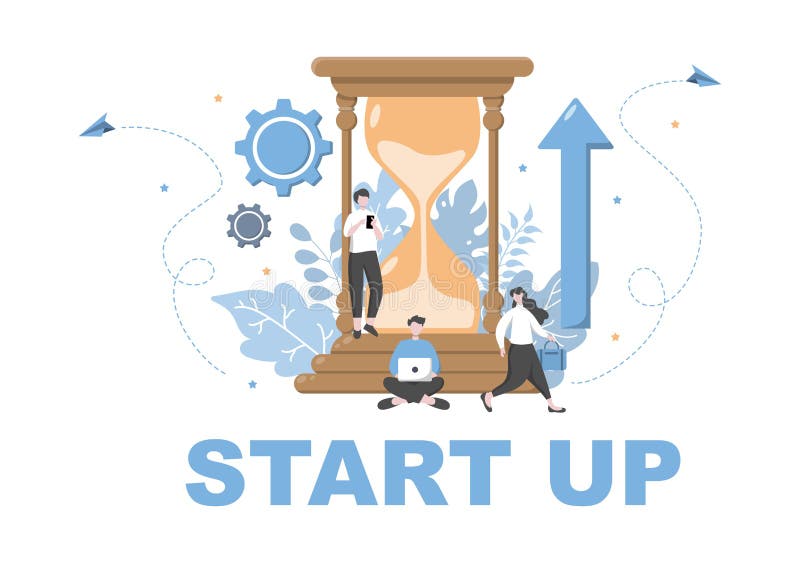 Time for a Startup Concept with Clockface Stock Illustration ...