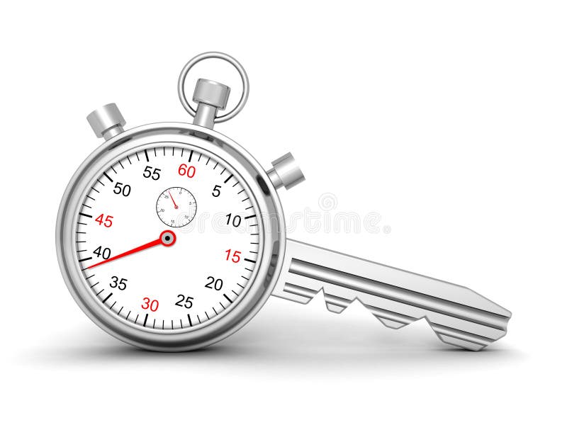 Time for Success. Concept Stopwatch with Lock Key Stock Illustration ...