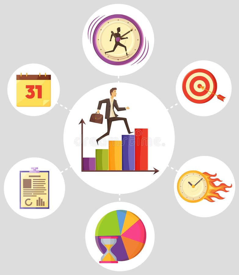 Time for Success Infographic Business Concept Vector Icons. Chart ...