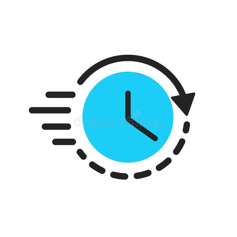 Time Symbol Icon. Dial with Pointers and Curved Speed Arrow Stock ...