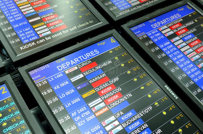 Time Table for Planes at Prague Airport Editorial Stock Photo - Image ...