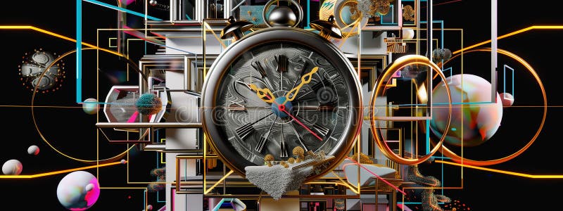 Time Takes on a Psychedelic Form with a Mesmerizing Clock. Stock ...
