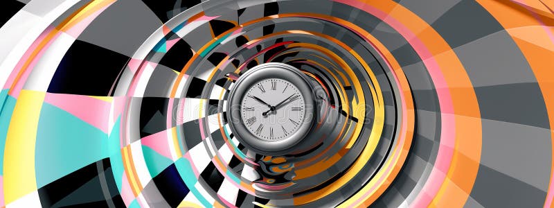Time Takes on a Psychedelic Form with a Mesmerizing Clock. Stock ...