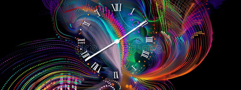 Time Takes on a Psychedelic Form with a Mesmerizing Clock. Stock ...