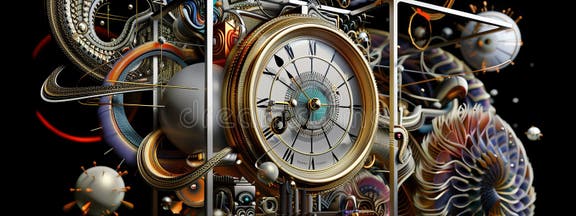 Time Takes on a Psychedelic Form with a Mesmerizing Clock. Stock ...
