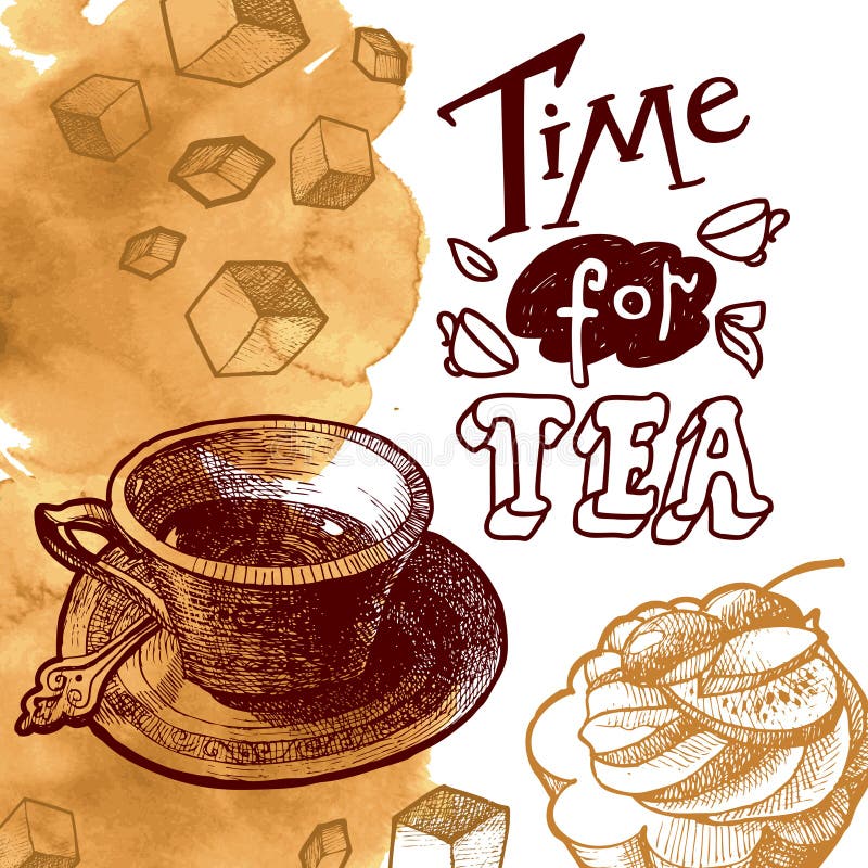 Tea time with frame stock vector. Illustration of table - 18889768