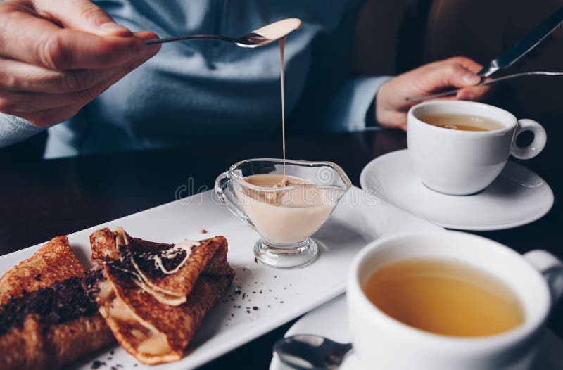 The Time of Tea Break - Table with Desserts and Tea Stock Photo - Image ...