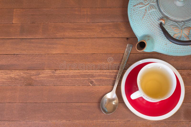 The Time of Tea Break on the Table Top View. Stock Image - Image of ...