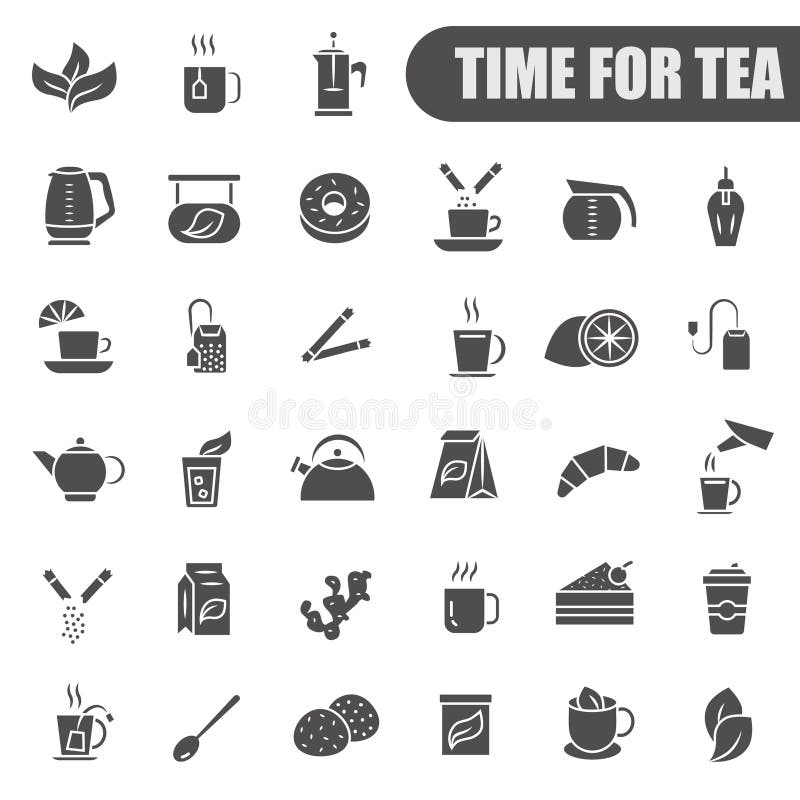 Time for Tea Icons. Everything for Tea Stock Vector - Illustration of ...