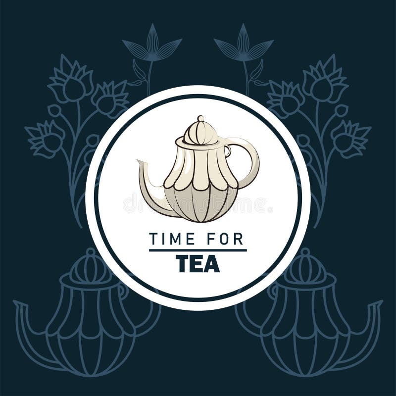 Time for Tea Lettering Poster with Teapot in Circular Frame Stock ...