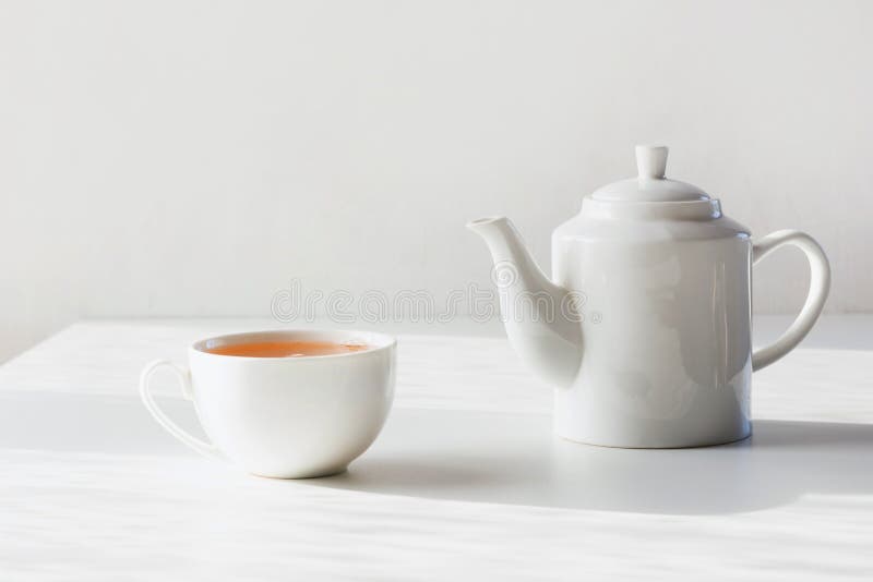 Time for Tea. Set of Cup and Teapot on White Stock Photo - Image of ...