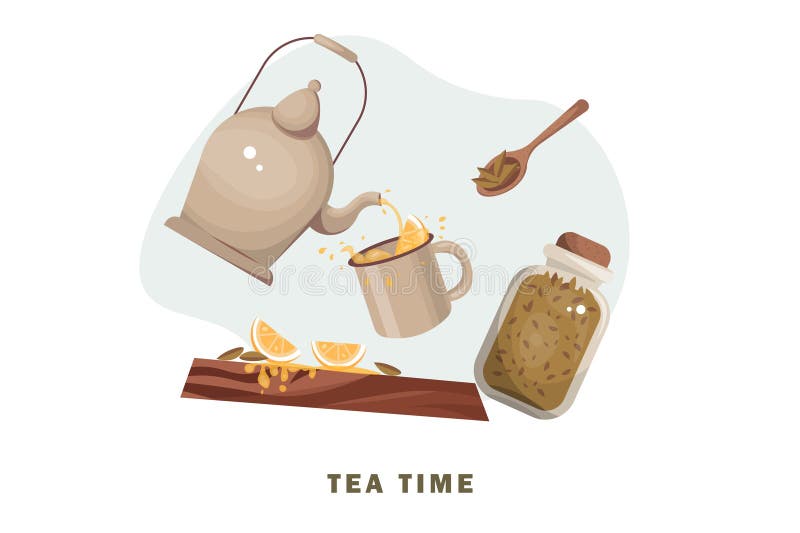 Time for Tea Vector Illustration Stock Vector - Illustration of drink ...