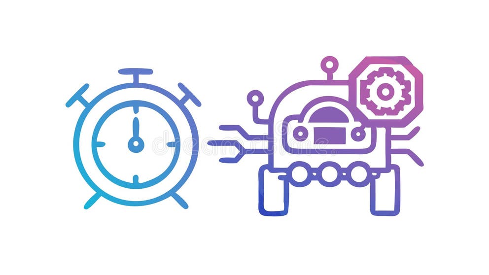 Time Technology: Alarm Clock and Gear Systems, Vector Design Generative ...