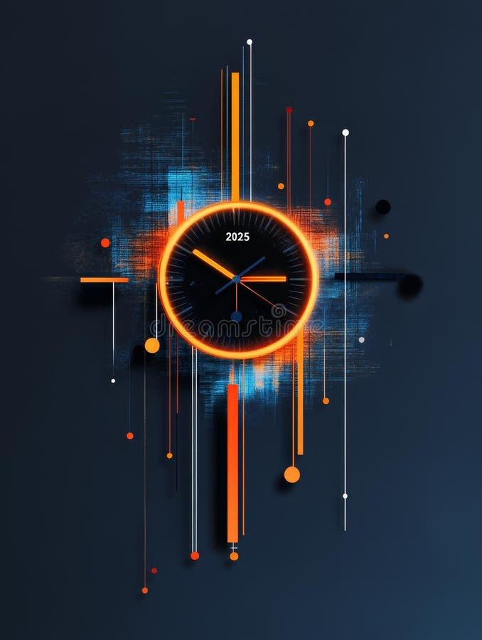 2025 Time Technology and Progress Futuristic Clock Digital Data ...