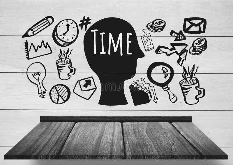 Time Text with Drawings Graphics Stock Illustration - Illustration of ...