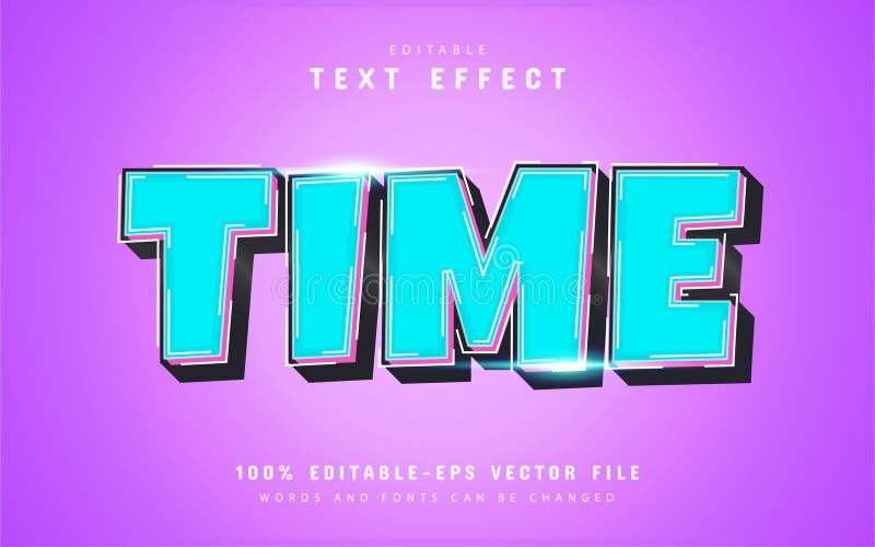 Time Text - Editable Gradient Text Effect Stock Vector - Illustration of line, alphabet: 255574322