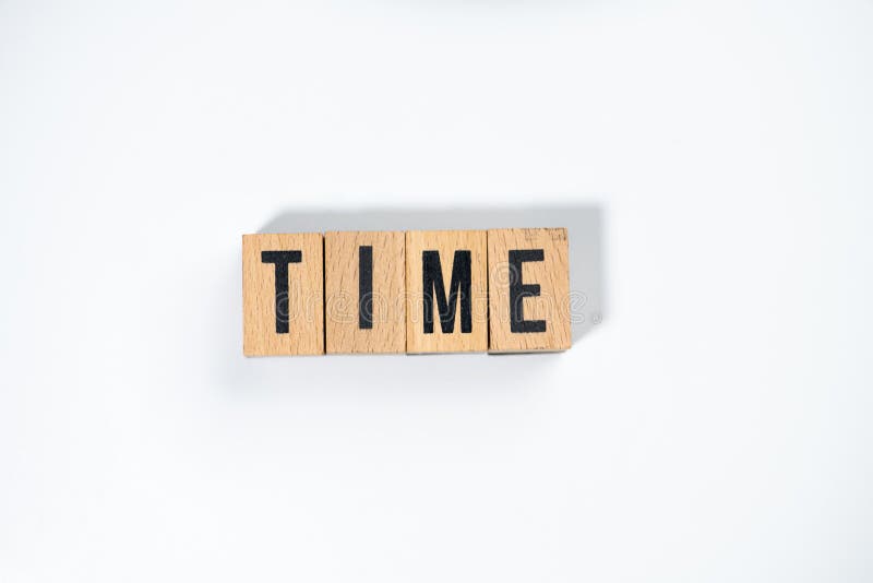 ` TIME ` Text Made of Wooden Cube on White Background Stock Photo ...