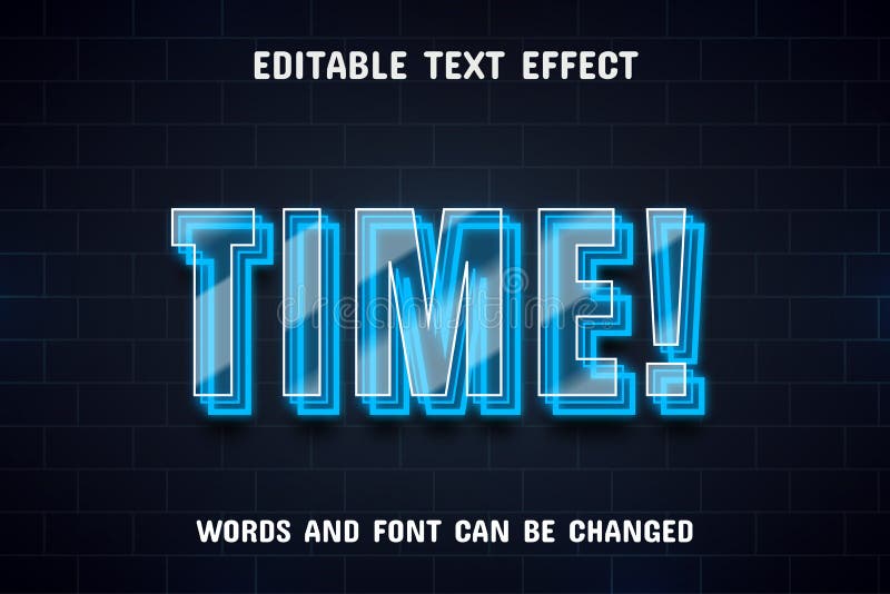 Time Text - Editable Gradient Text Effect Stock Vector - Illustration of line, alphabet: 255574322