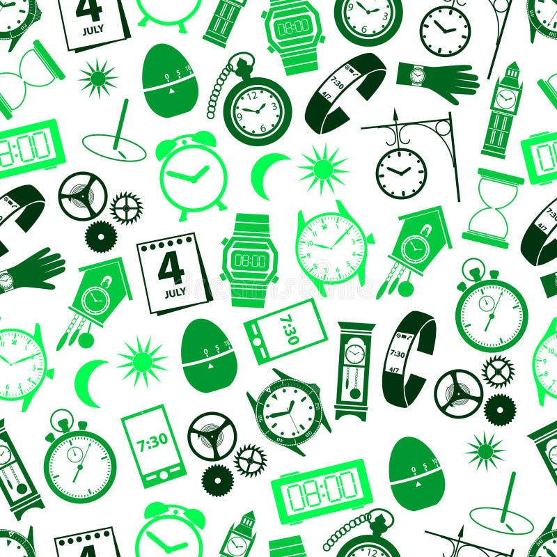 Time Theme Modern Simple Icons Seamless Color Pattern Eps10 Stock ...