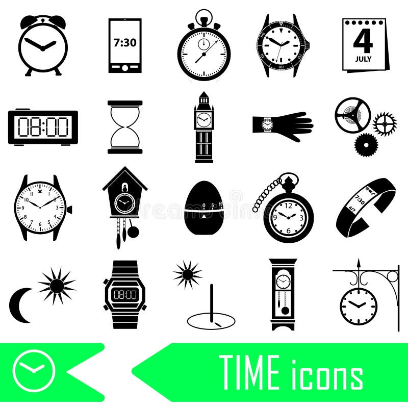 Time Theme Modern Simple Icons Set Eps10 Stock Vector - Illustration of ...
