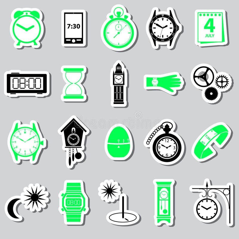 Time Theme Modern Simple Stickers Set Eps10 Stock Vector - Illustration ...