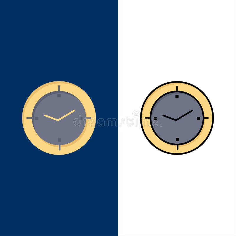 Time, Timer, Compass, Machine Icons. Flat and Line Filled Icon Set ...